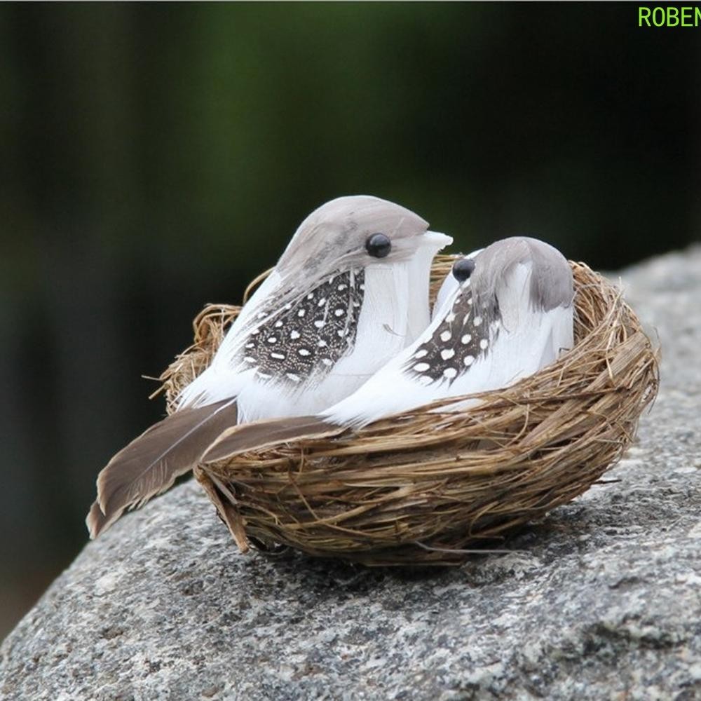 ROBEN Artificial Birds Feathered 1/2Set Miniature Figurines Ornaments ...