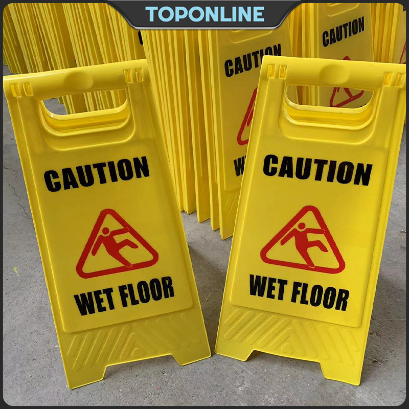 Yellow Wet Floor Caution Sign Plastic Foldable Warning Floor Signage ...