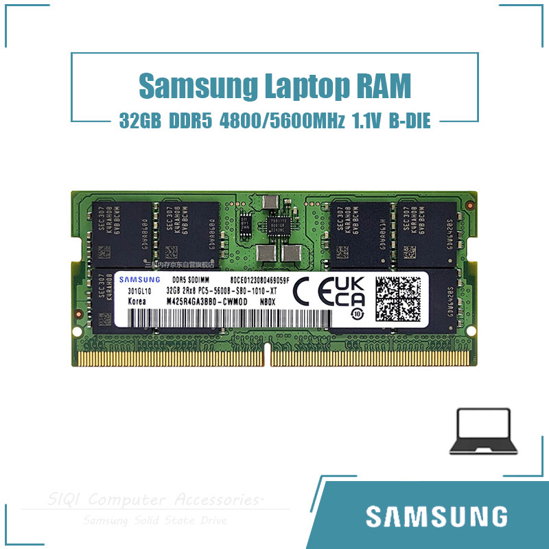 Samsung 32GB DDR5 4800MHz 5600MHz Laptop RAM Voltage 1.1V SODIMM 262Pin ...