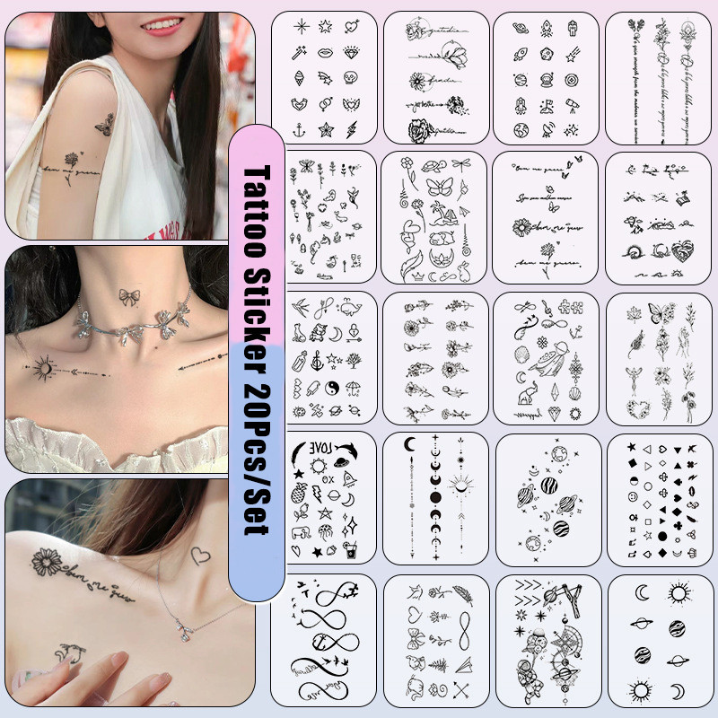 20Pcs/set Tattoo Sticker Waterproof Long Lasting Magic Tattoo ...