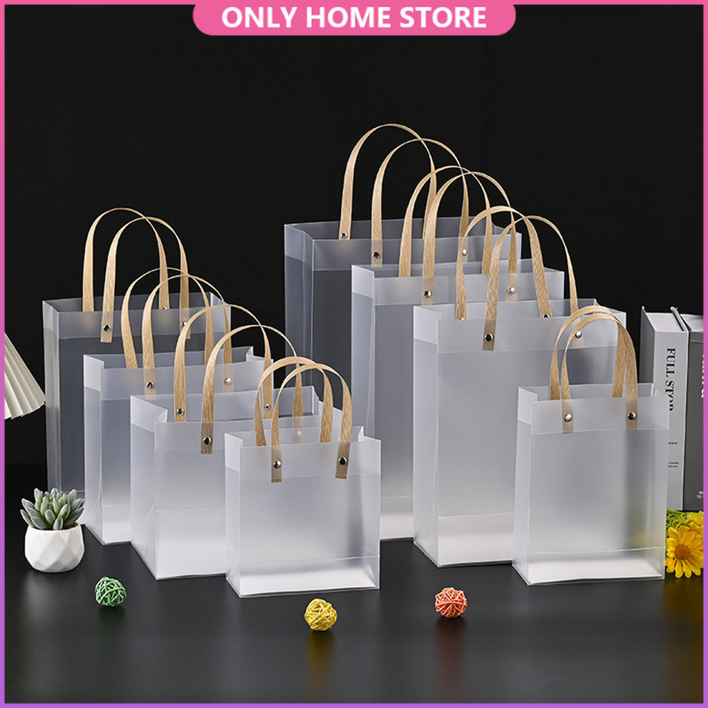 Transparent Frosted Gift Bag Waterproof Shopping Plastic Tote Bag PVC ...