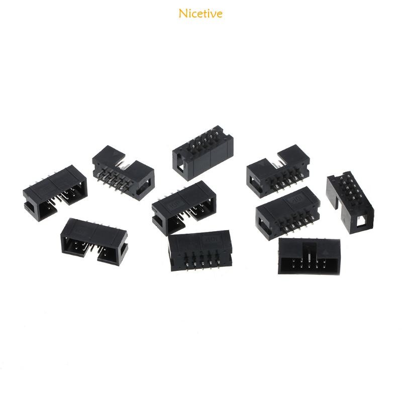 NICE 10 Pcs DC3 10 Pin 2x5 Pin Double Row 2 54mm Pitch Straight Pin ...