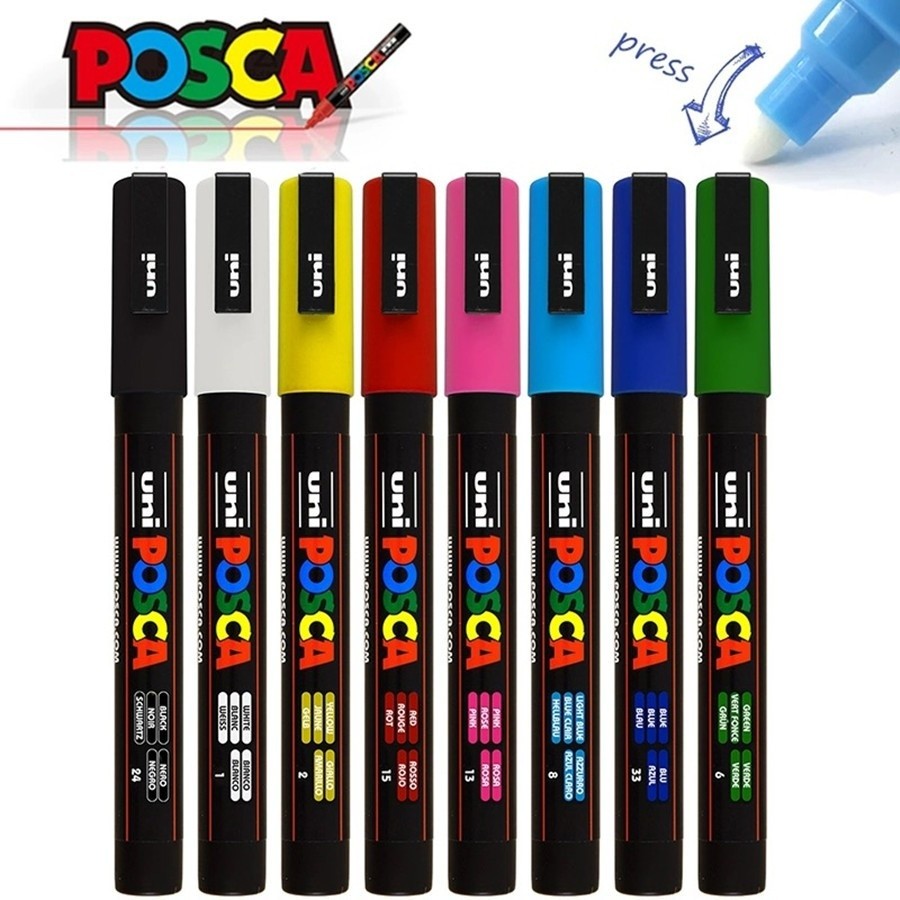 Spot sale￥UNI POSCA Marker Pen PC-1M PC-3M PC-5M Poster Graffiti Marker ...