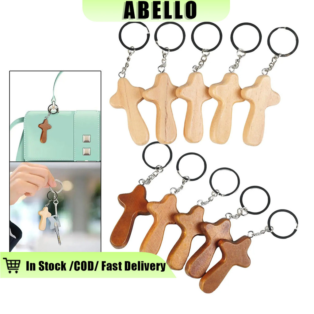 Brown/Wood Religious Cross Keychain Olive Wood Holding Comfort Cross ...