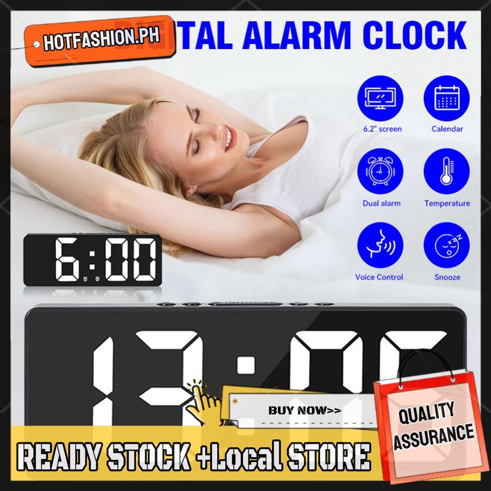 Digital Alarm Clock 12/24H Temperature Display LED Digital Clock ...