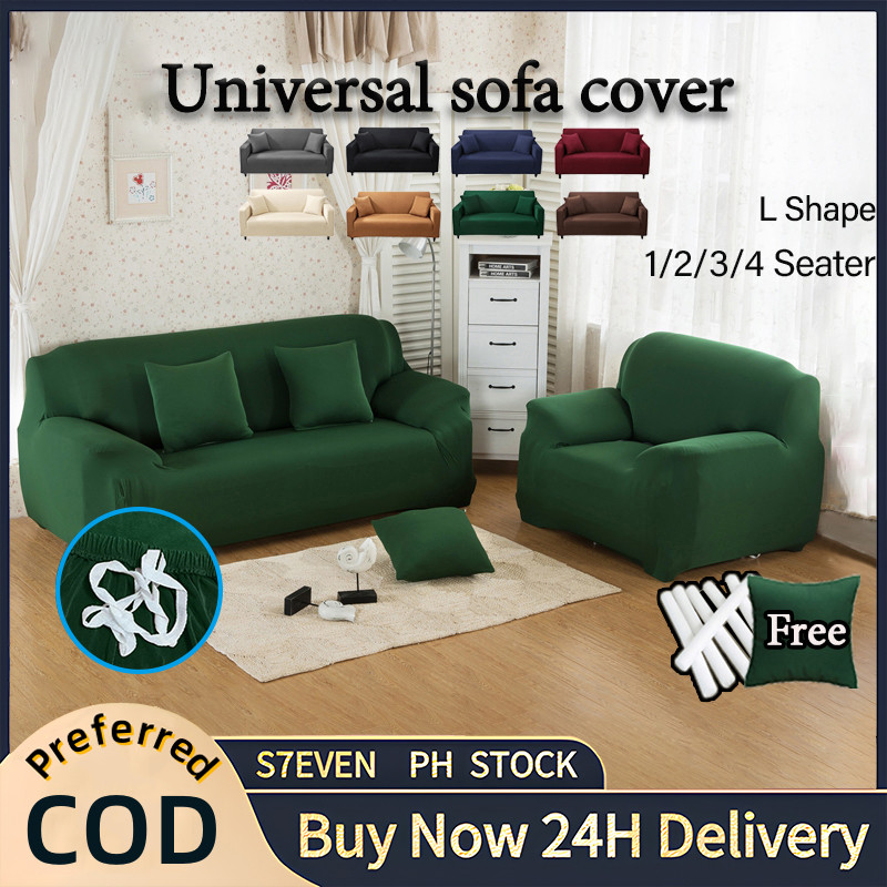 Single Sofa Cover Regular L Shape Stretchable 1/2/3/4-Seater Universal ...