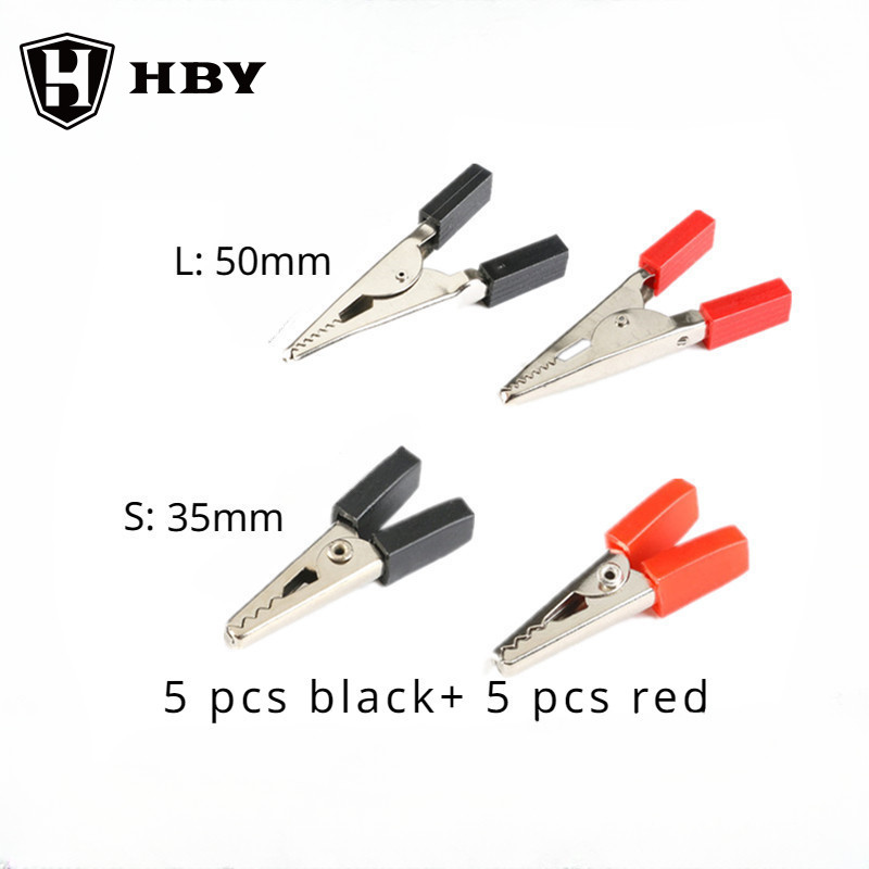 10PCS Insulated Crocodile Clips Plastic Handle Cable Lead Testing Metal ...