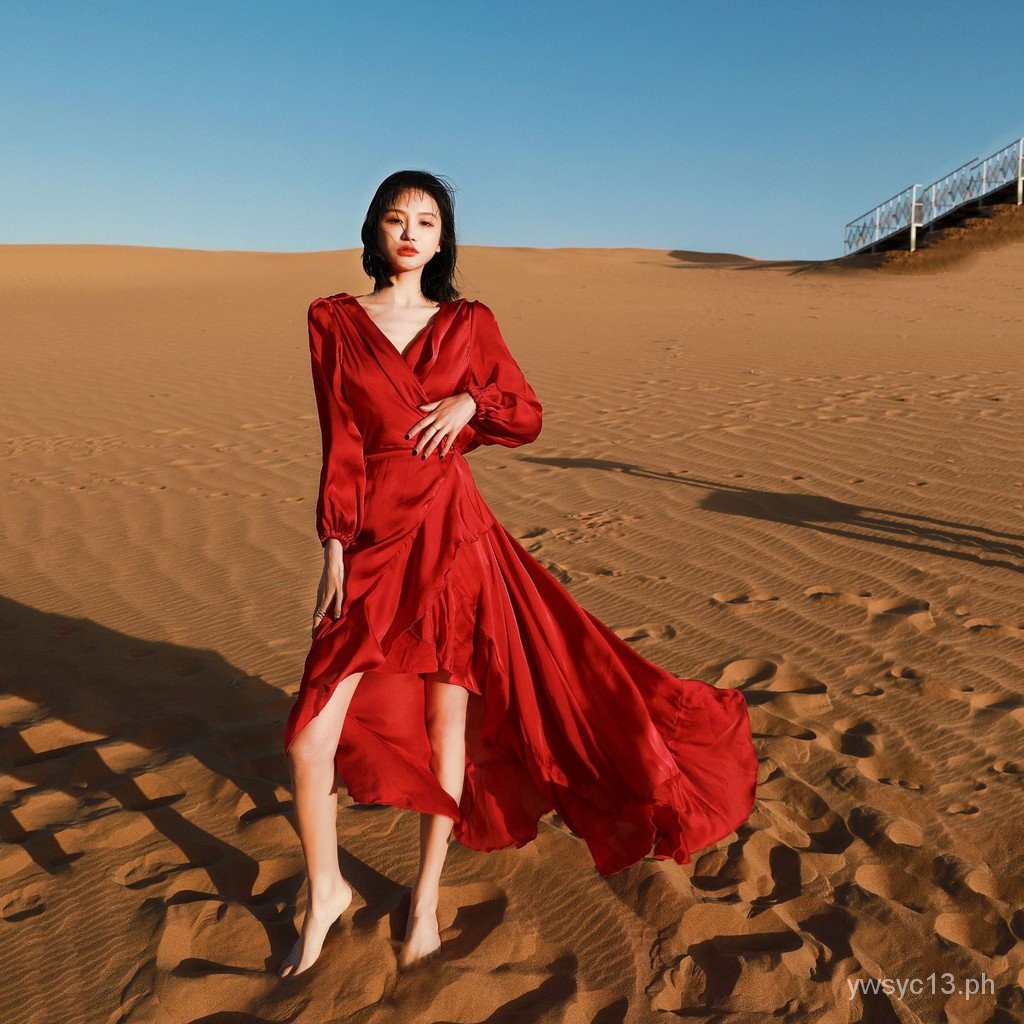 Dubai Morocco Trip Shoot Desert Red Dress Tibet Qinghai Lake Seaside ...