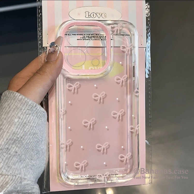 iPhone 17 16 15 14 13 12 11 Pro Max X XR XS Max 7 8 Plus SE2020 Phone Case ins Pink Bow Clear ...
