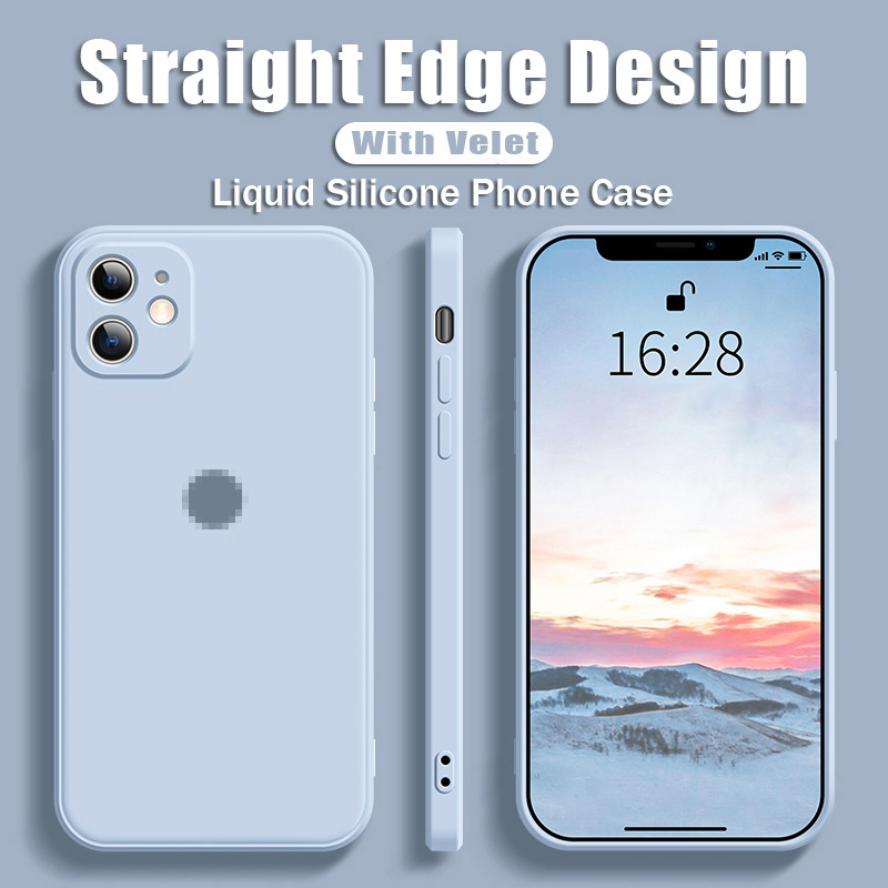 【Become iPhone 12】Square Edge Liquid Silicone Velvet Soft Case For ...