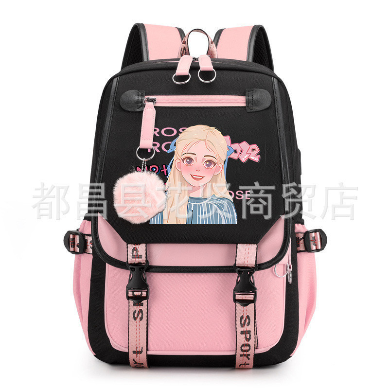 New BlackPink Backpack JISOO JENNIE ROSE LISA Cartoon Printed Men's and ...