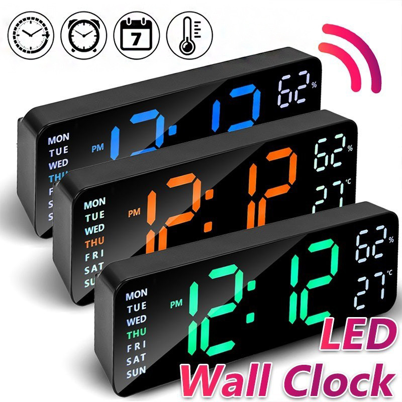 9 Inch LED Digital Wall Clock / 12/24H Large Display Table Alarm-clocks ...