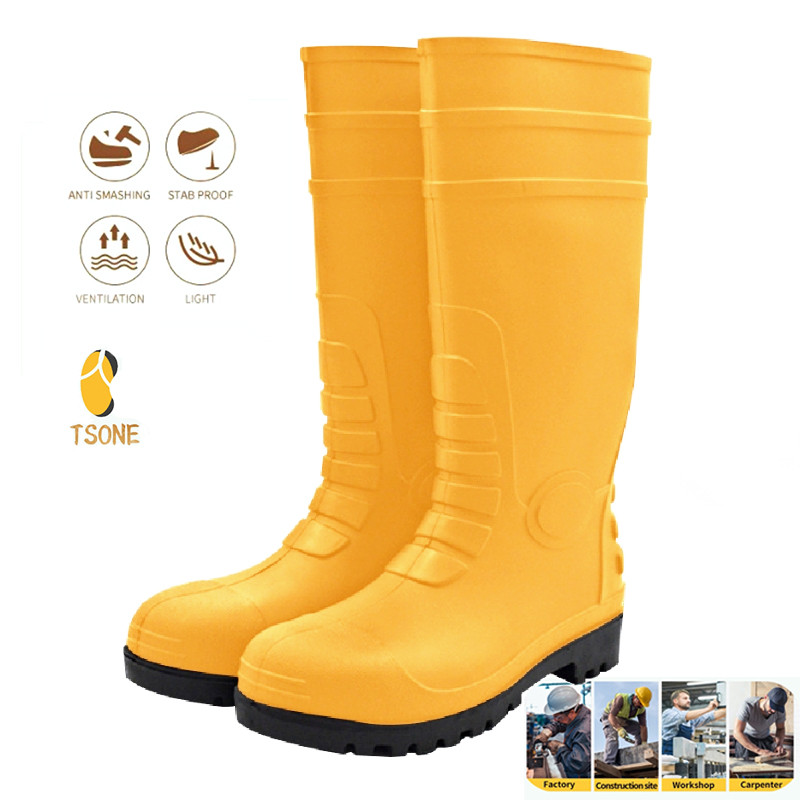 TSONE Waterproof Safety Shoes Rain Boots Steel Toe High Cut Work Shoes ...