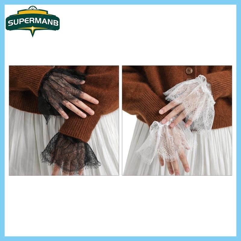☀SUPB☀ All-match Ruffle Edge Fake Decorative Sleeve Pleated False Cuffs ...