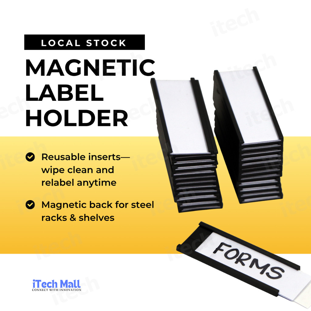 (25pcs) 3inch Magnetic Label Holders Card Holder Metal Shelf Warehouse ...