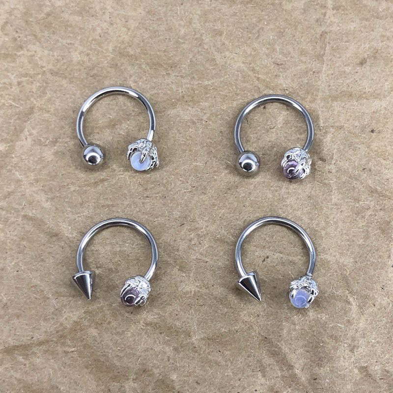 Basic Titanium Steel Lip Ring Sweet Cool Style Devil Stud Horseshoe ...