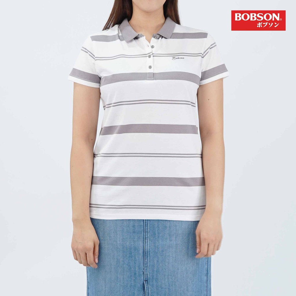 Bobson Japanese Ladies Basic Collared Shirt Regular Fit 165723 (Gray ...