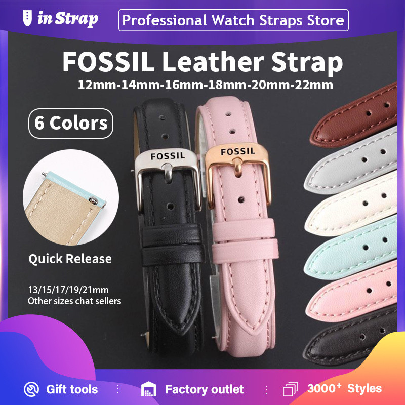[12-22mm] FOSSIL Leather Watch Strap – Macaron Color Collection – Quick ...