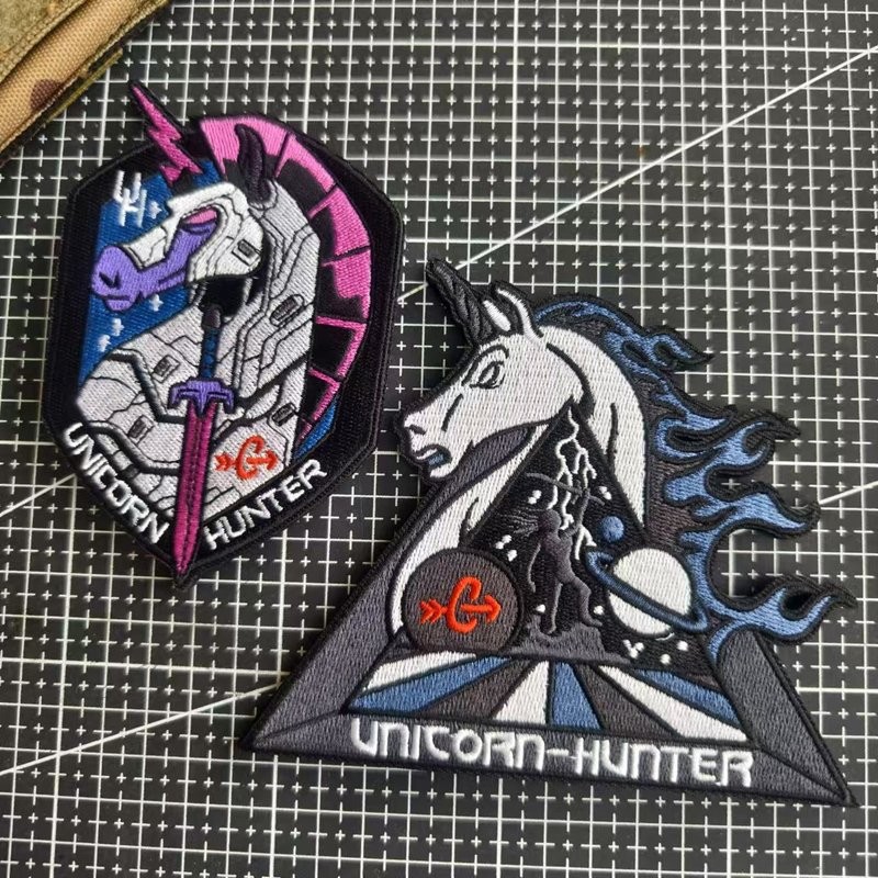 Unicorn Hunter Moon Badge Embroidered Mystery Farm Velcro Badge Armband Backpack Sticker ...