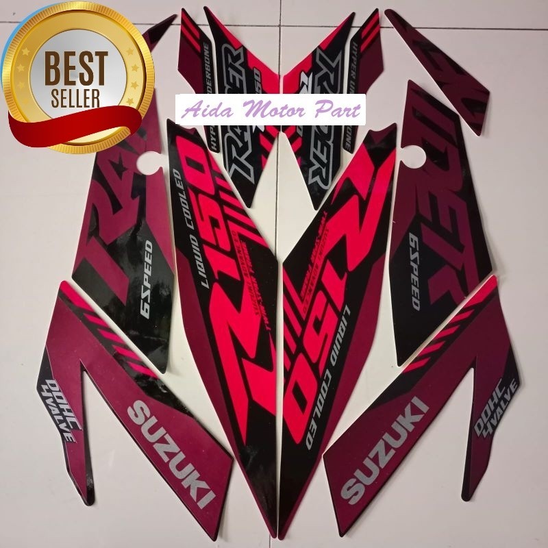 MERAH HITAM Striping Polet Sticker for suzuki satria fu f 150 led ...
