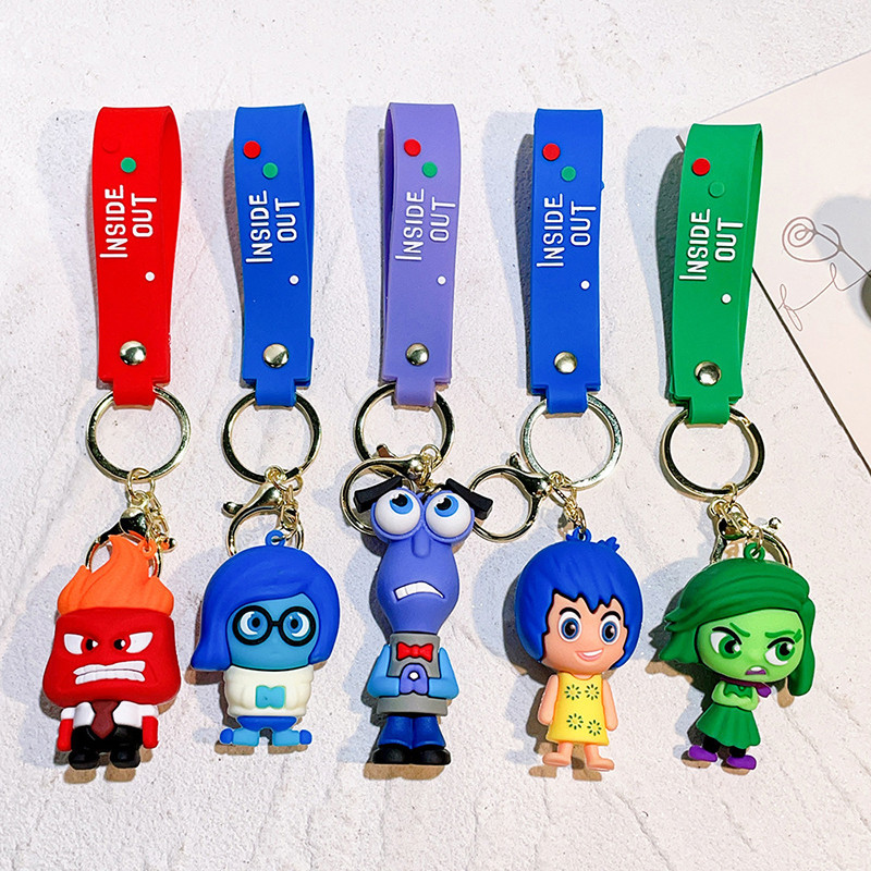 Cute Anime Inside Out 2 Keychain Figure Joy Sadness Anger Disgust Fear ...