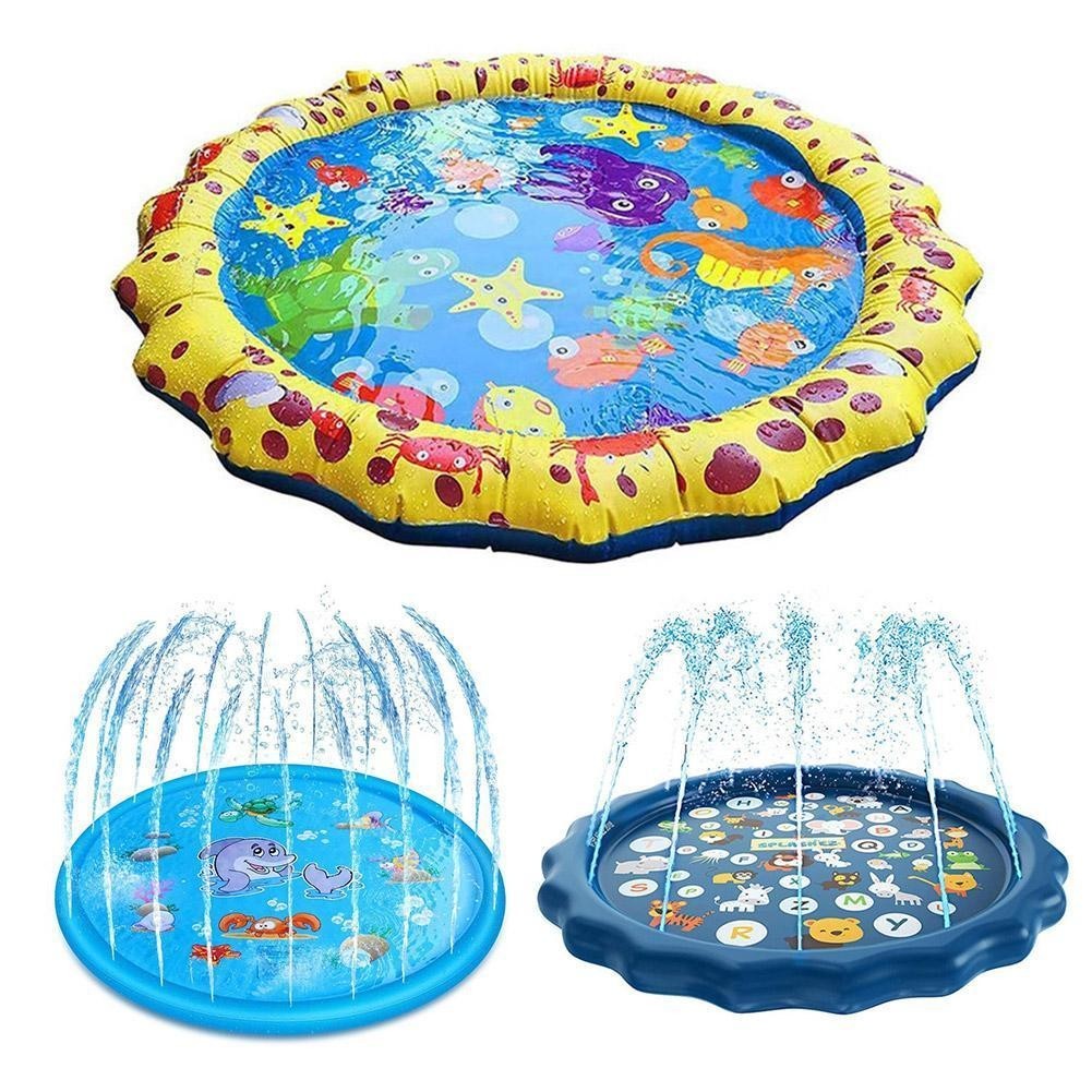 Children Play Spray Mat 100/170cm Beach Inflatable Pool Mat Water Lawn ...