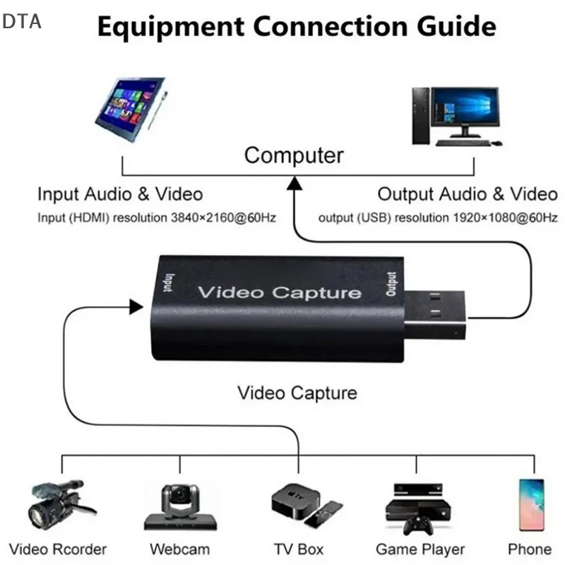DTA USB Video Capture Card 4K HDMI To USB Video Grabber Live Streaming ...