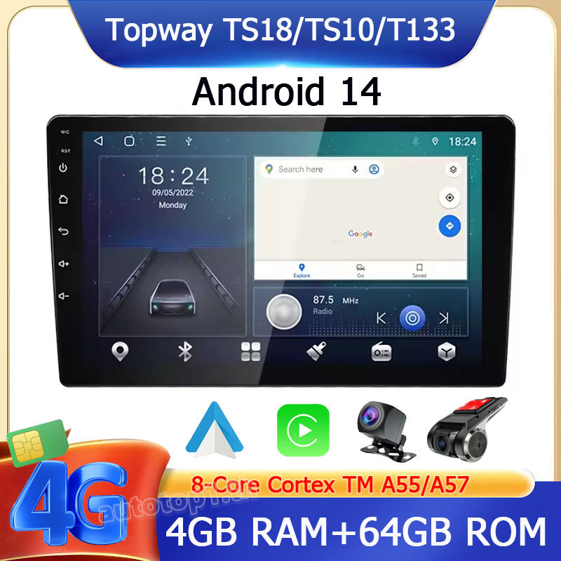 Topway TS18/TS10/T133 Android Player Car Stereo 4GB RAM+64GB ROM 2din 9/10inch Car Multi-Media ...