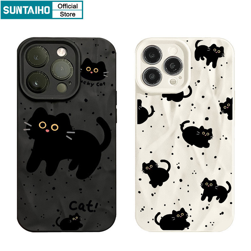 Suntaiho Funny Unique Casing Black Cat Pattern Phone Case for Iphone 15 ...