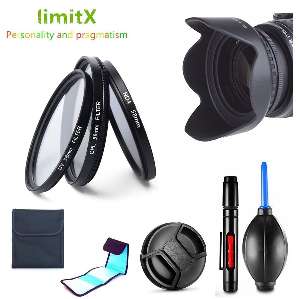 RQ+＞55mm Filter Kit UV CPL ND4 Lens Hood Cap Cleaning Pen for Sony ...