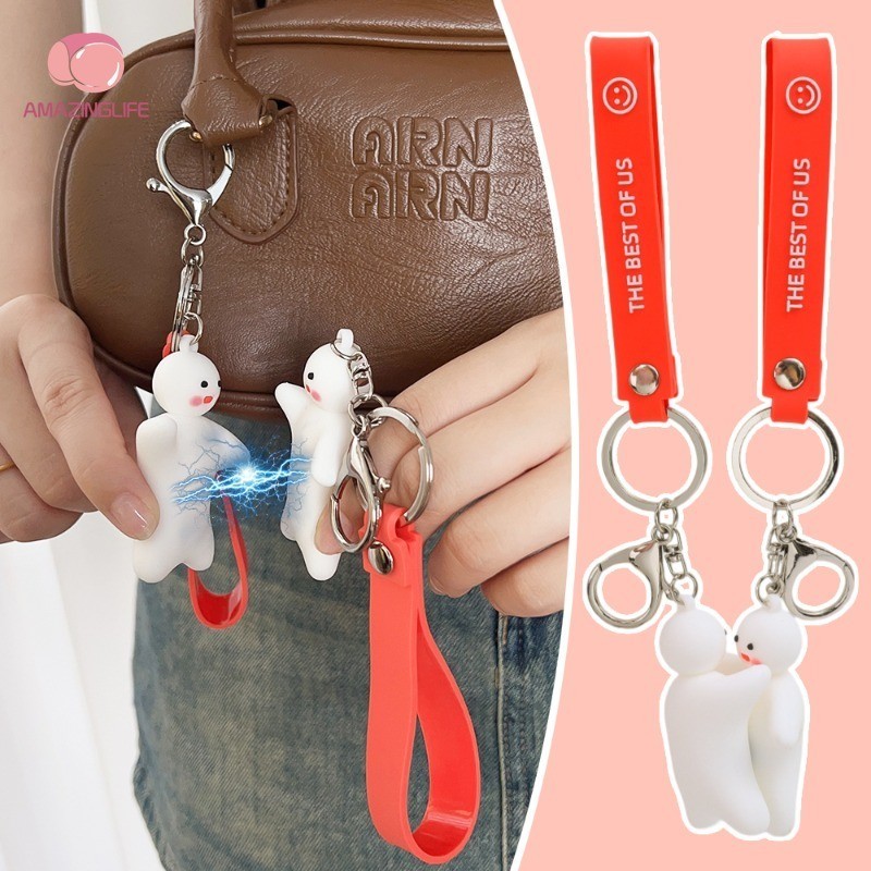 1 Pair Couple Funny Magnetic Hug Keyring Bag Pendant Keychain - Fashion ...