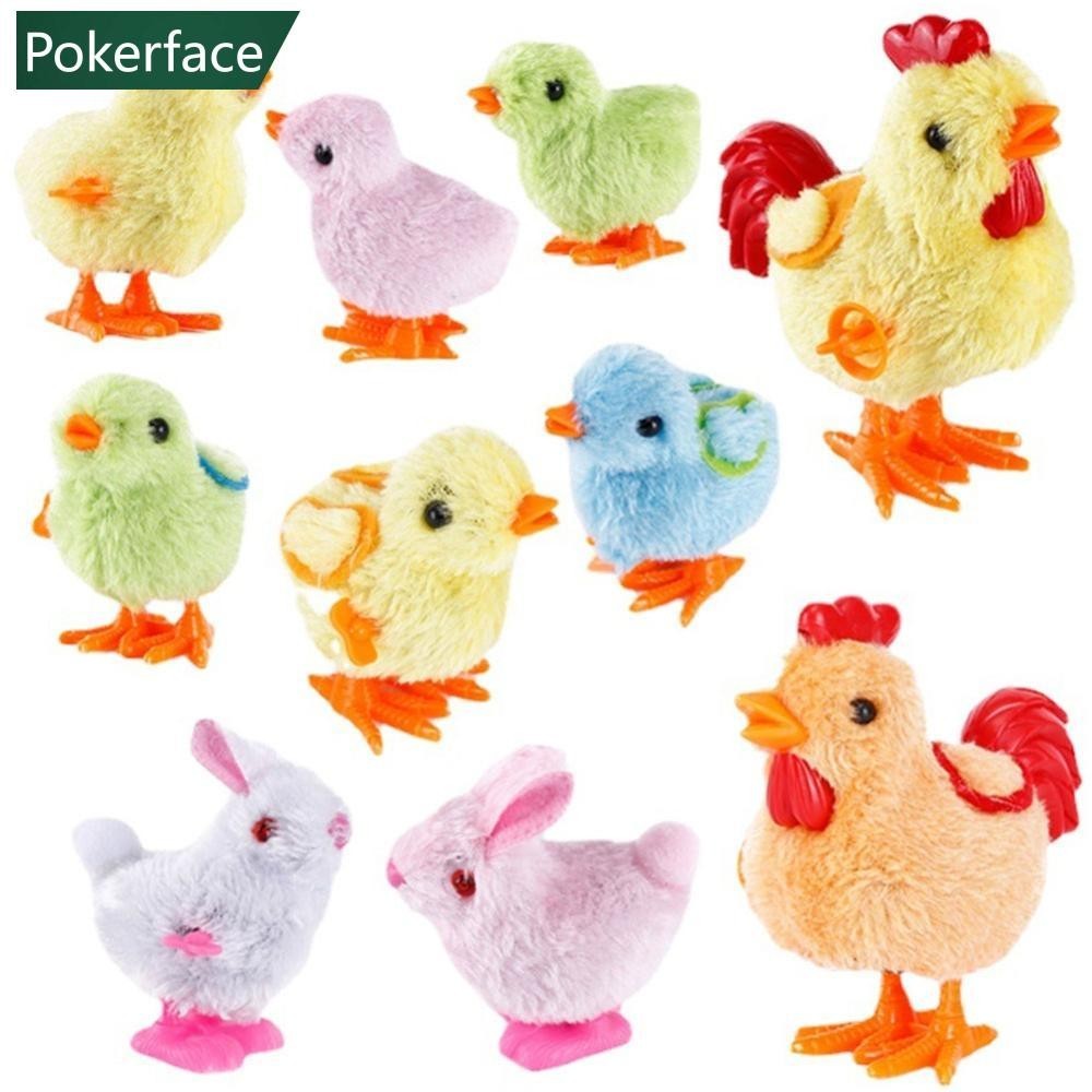 POKERFACE Plush Wind Up Chicken Jumping Walking Hopping Cartoon Plush ...