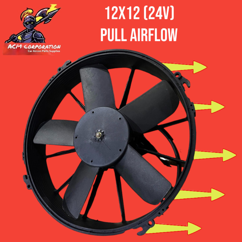 Universal 12x12 (24 Volts) PULL AIRFLOW Aux fan Car Aircon high speed ...