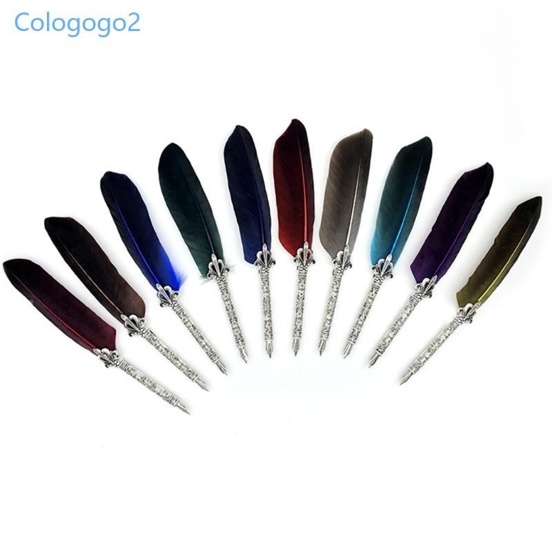 Cologogo2 Antique Feather Dip Pen Set with 5 Pen Nibs Calligraphy Dip ...