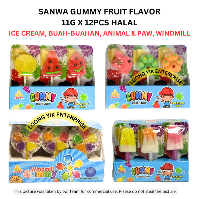 *Halal* SANWA GUMMY FRUIT FLAVOR 11G X 12PCS HALAL ICE CREAM, BUAH ...