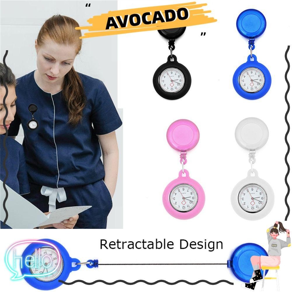 AVOCADA Retractable Nurse Watch Doctor/Nurse Quartz Clock Clip-on Fob ...
