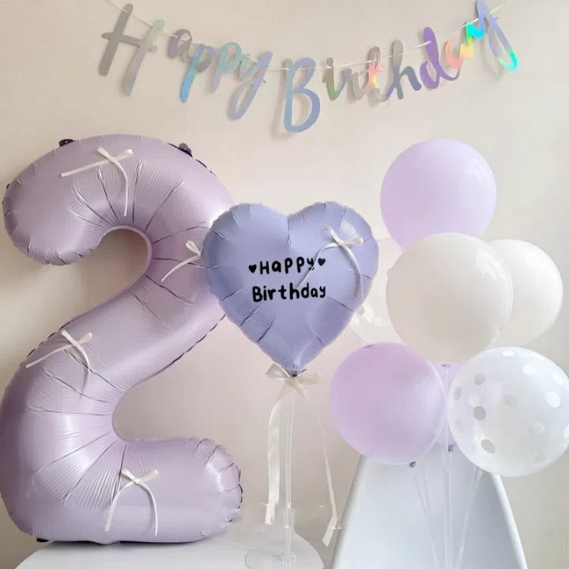 INS Baby Girl Party Purple Number Balloon Set 1 2 3 4 5 6 7 8 9 Kids ...