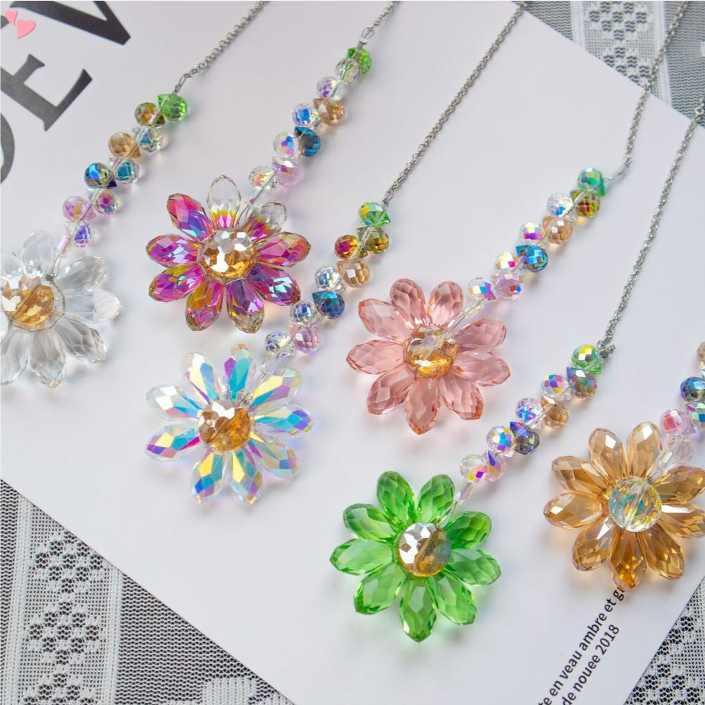 Crystal Sunflower Suncatchers Hanging Ornaments, Rainbow Maker Sun ...