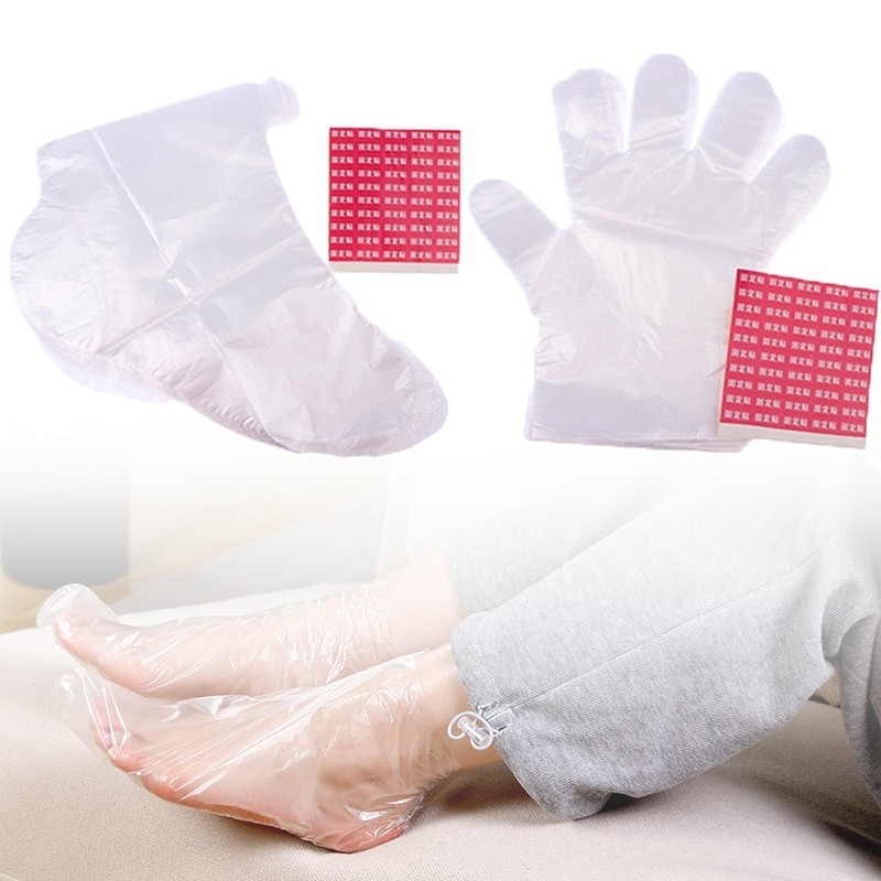100Pcs Disposable Plastic Foot and Hand Covers Paraffin Bath Socks ...