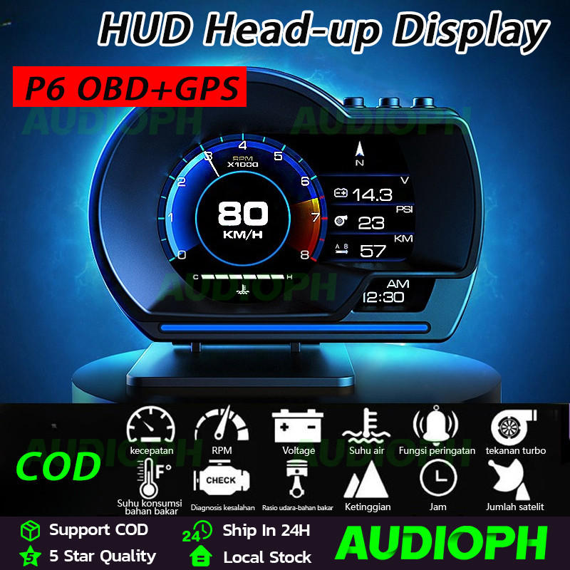 New Model P6 OBD+GPS Dual System Head Up Display HUD Smart Gauge ...