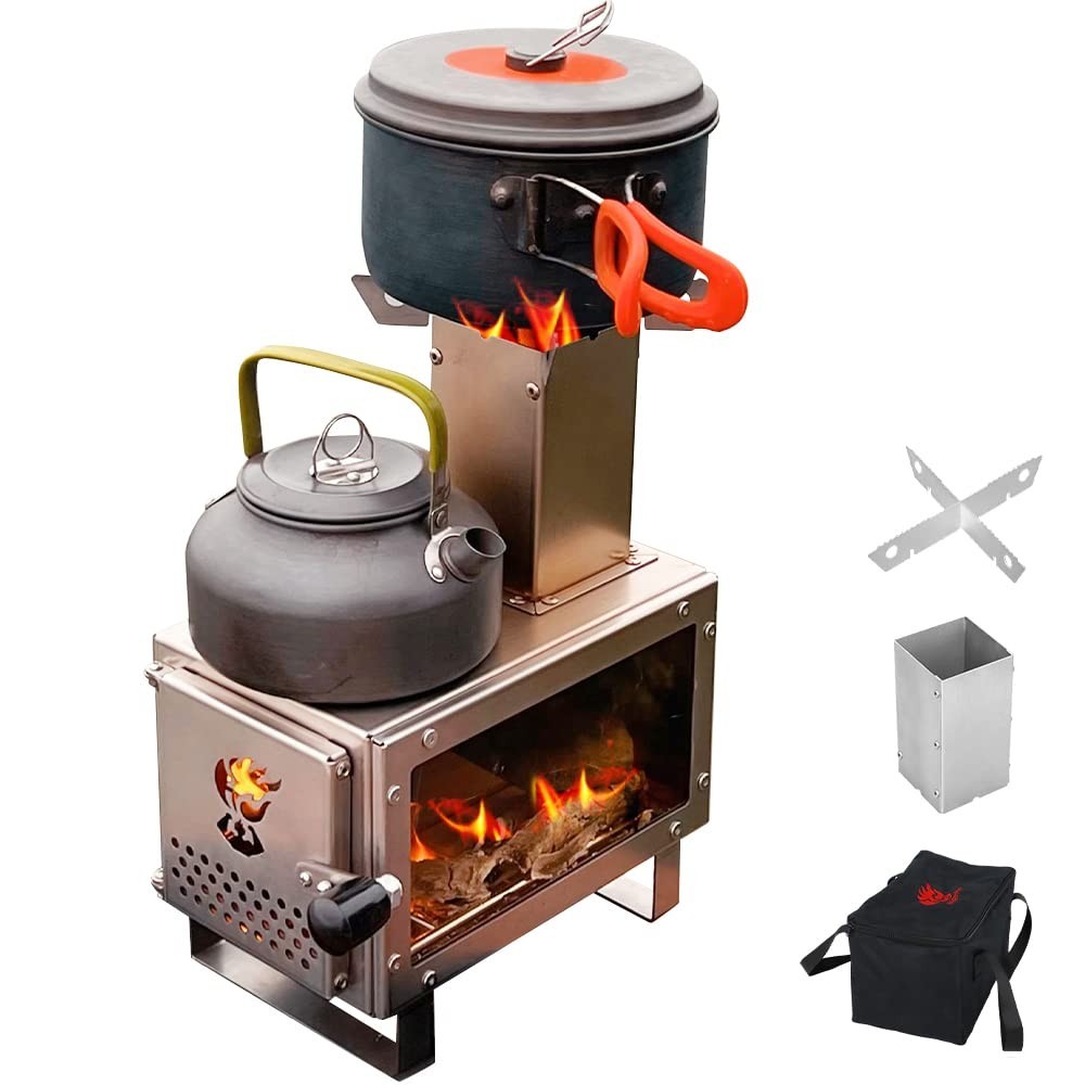 UPF Wood Stove Newly Upgraded 2-in-1 Camping Mini Wood Stove with Heat ...