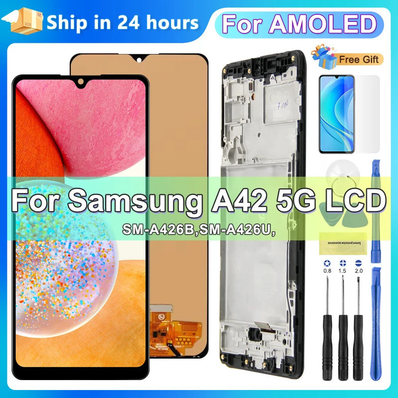 6.6" AMOLED For Samsung A42 5G LCD with Frame, LCD Display Touch Screen ...