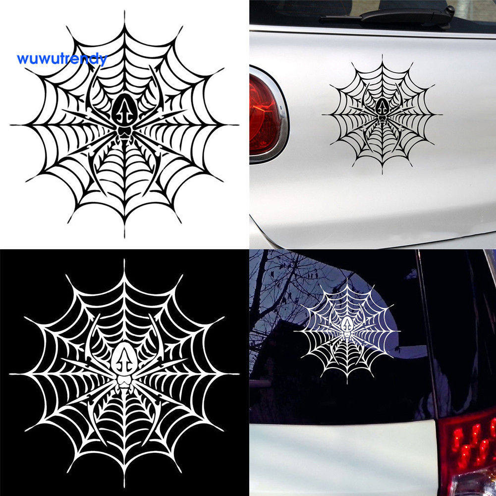 WUA-Spider Web Style Car Body Window Sticker Reflective Decal Decor ...