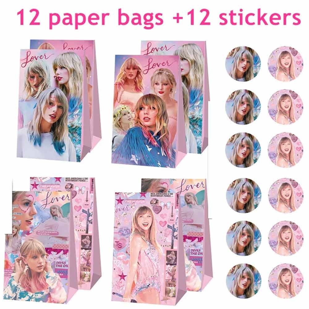 24pcs Taylor Swift Gift Bag Party Theme Paper Bag Pink Candy Bag ...