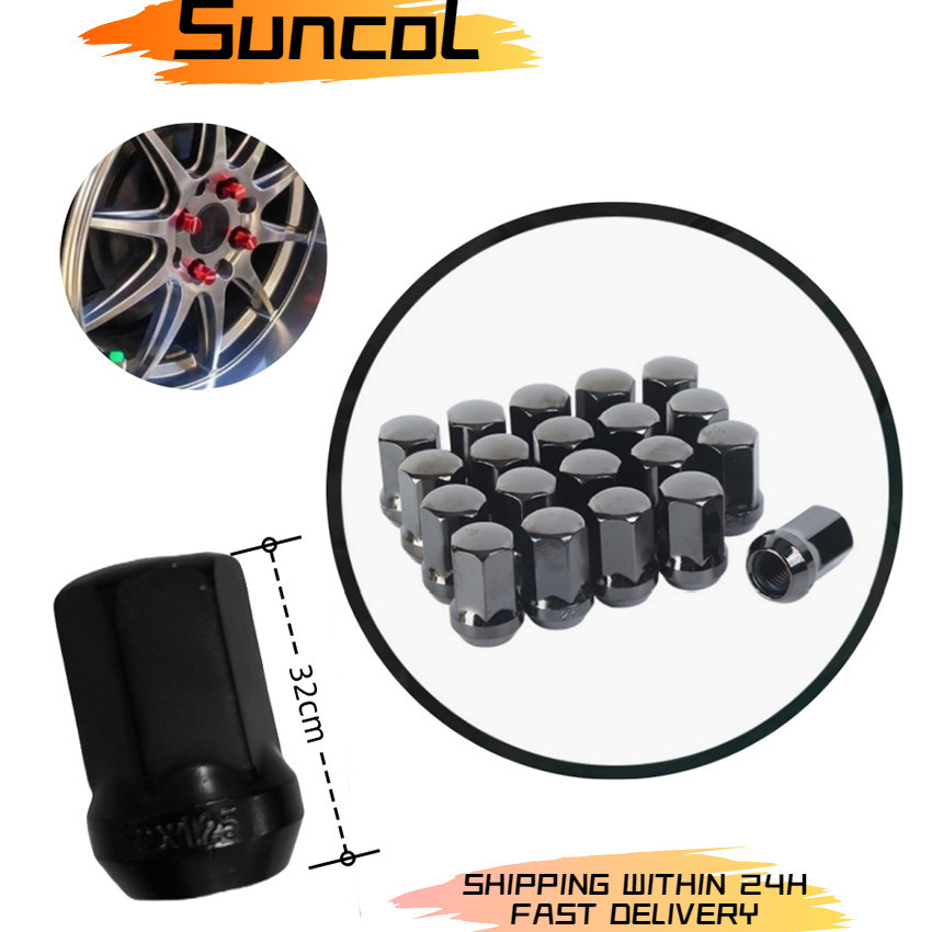 20PCS Carbon Steel Car Wheel Lug Nuts M12x1.5mm / M12x1.25mm 17mm Hex ...