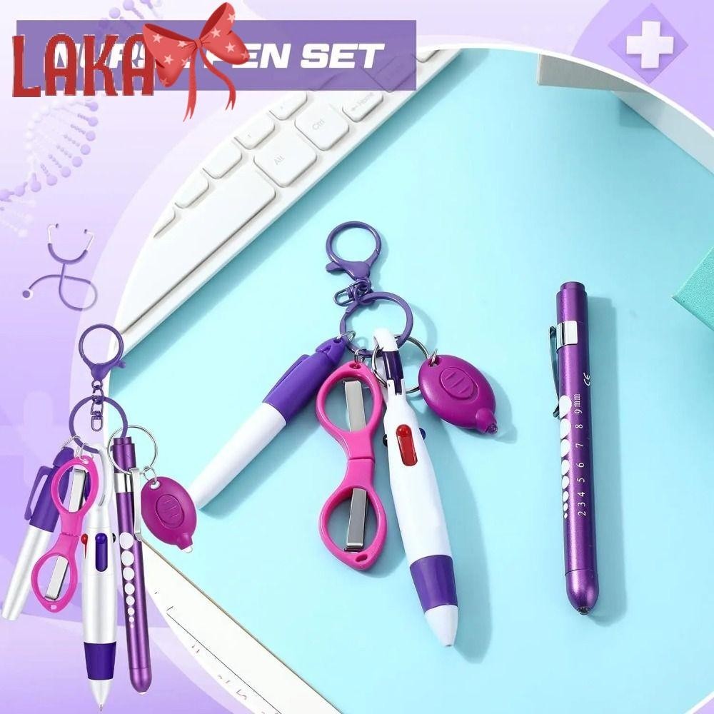 LAKA Retractable Ball Pen Set, 6-in-1 Multifunction Portable Nurse Pens ...