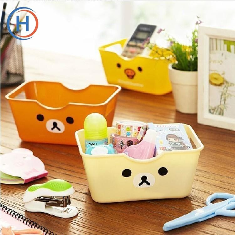 HEKKAW Desktop Storage Box Cartoon Brown Bear Rectangular Storage Box ...