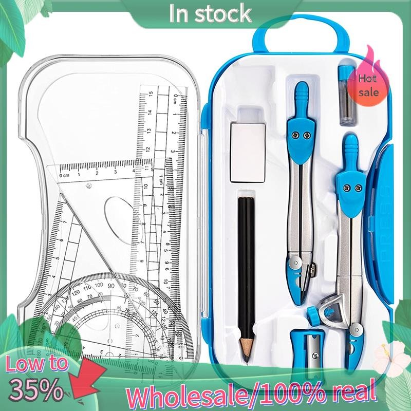 Geometry Set 10 Pcs Math Supplies Kit,Including Compass,Protractor ...