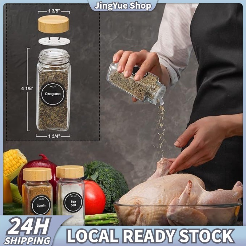 4oz Herbs, Spices and Seasonings Square Containers Seasoning Glass ...