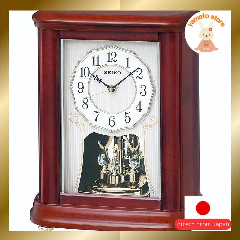 Seiko clock desktop clock radio wave analog rotating ornament wooden ...